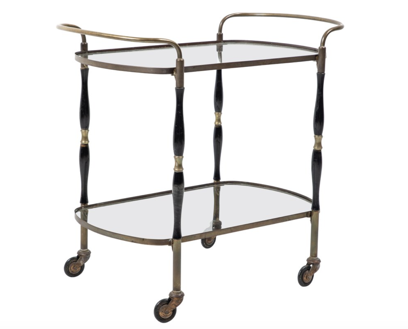 French Deco Black and Brass Bar Cart - Damsel In Dior